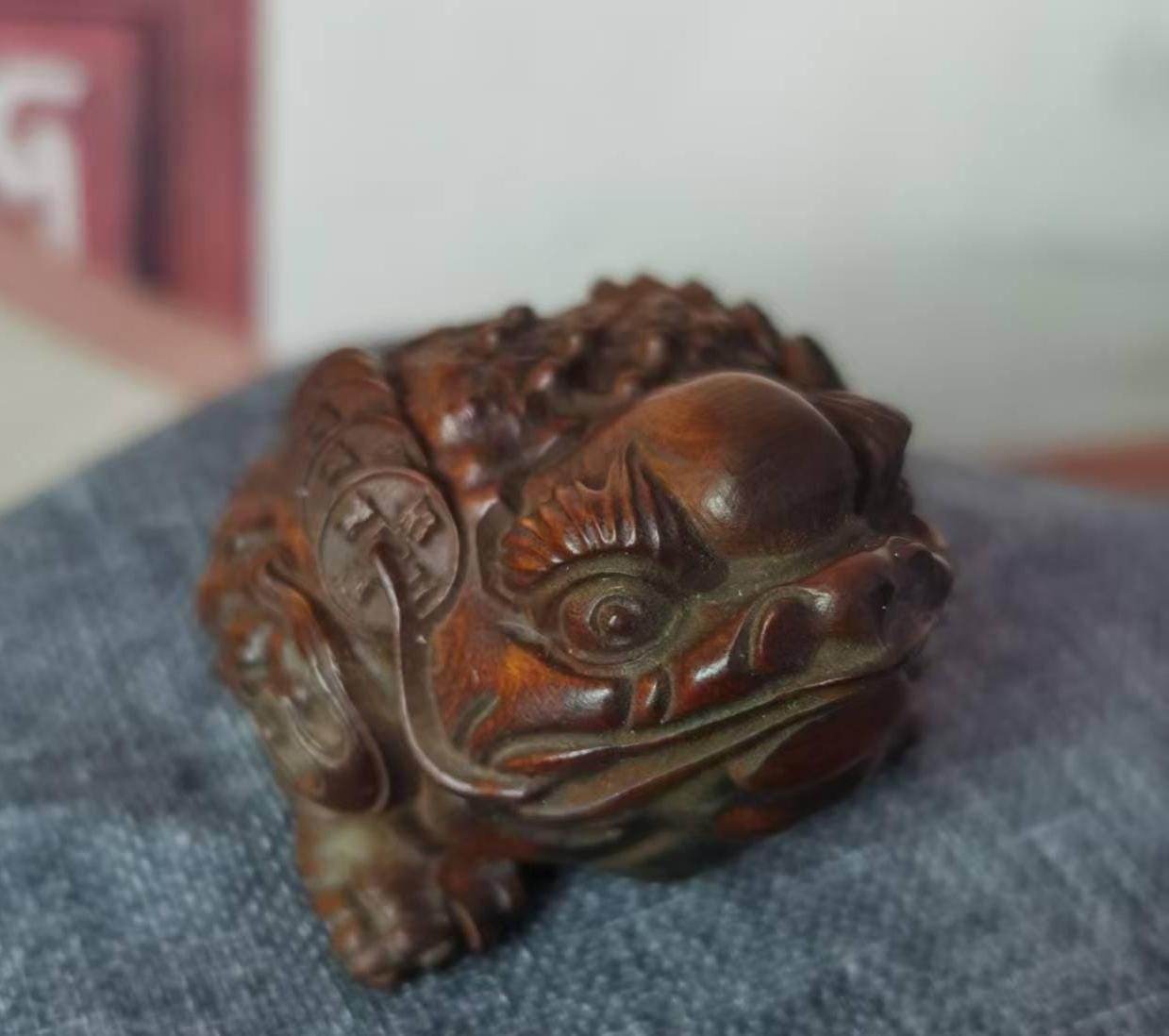Natural Wood Wealth Frog Toad Coin Fortune,frog Feng Shui Toad Lucky ...