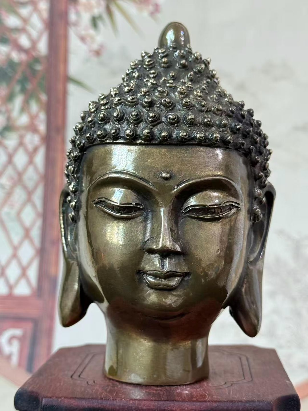 Vintage Copper Buddha Head Statue, Buddha Figurine, Buddha Sculpture ...