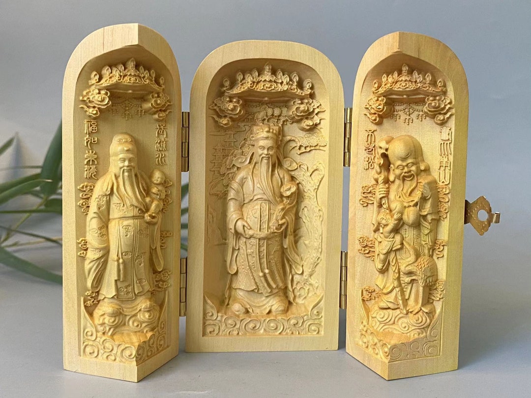 Tibet Wood Buddha Statue, Wood Carving Meditation, Zen ,car Decor, Old ...