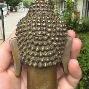 Vintage Copper Buddha Head Small Zen Meditation Copper Casting, Detail ...