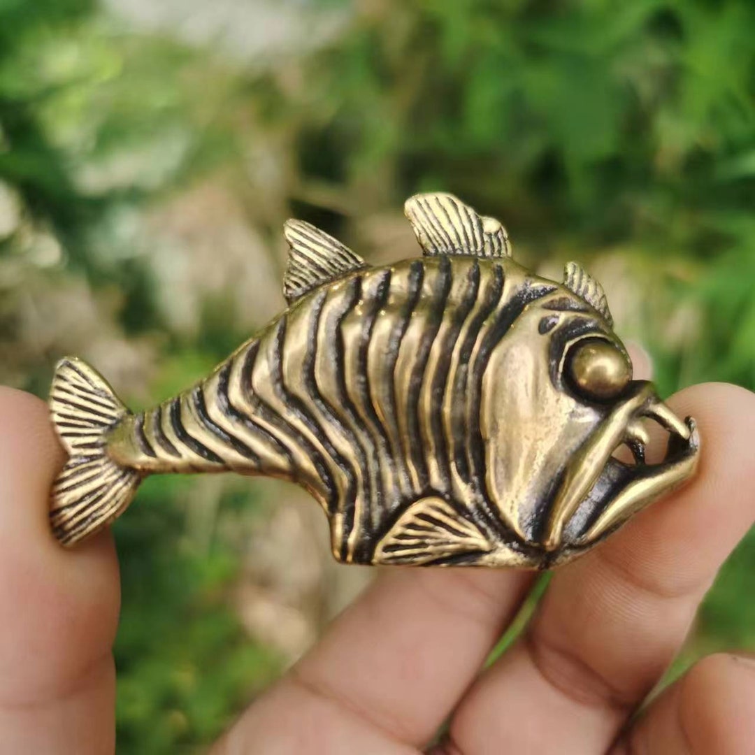 Vintage Hand Forged Brass Mini Piranhas Sculpture Statue Figurine ...