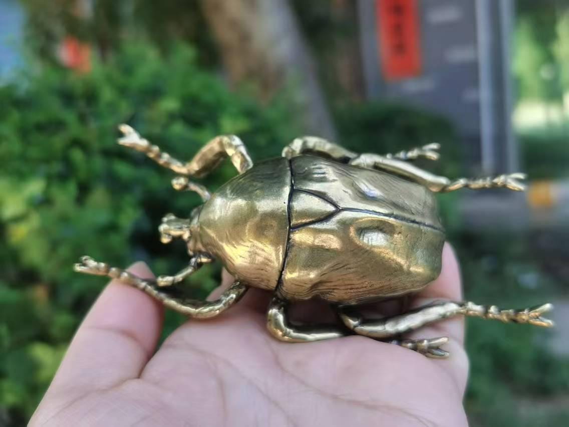 350gram/12.5oz Solid Huge Brass Beetle Statue, Copper Simulation Bug ...