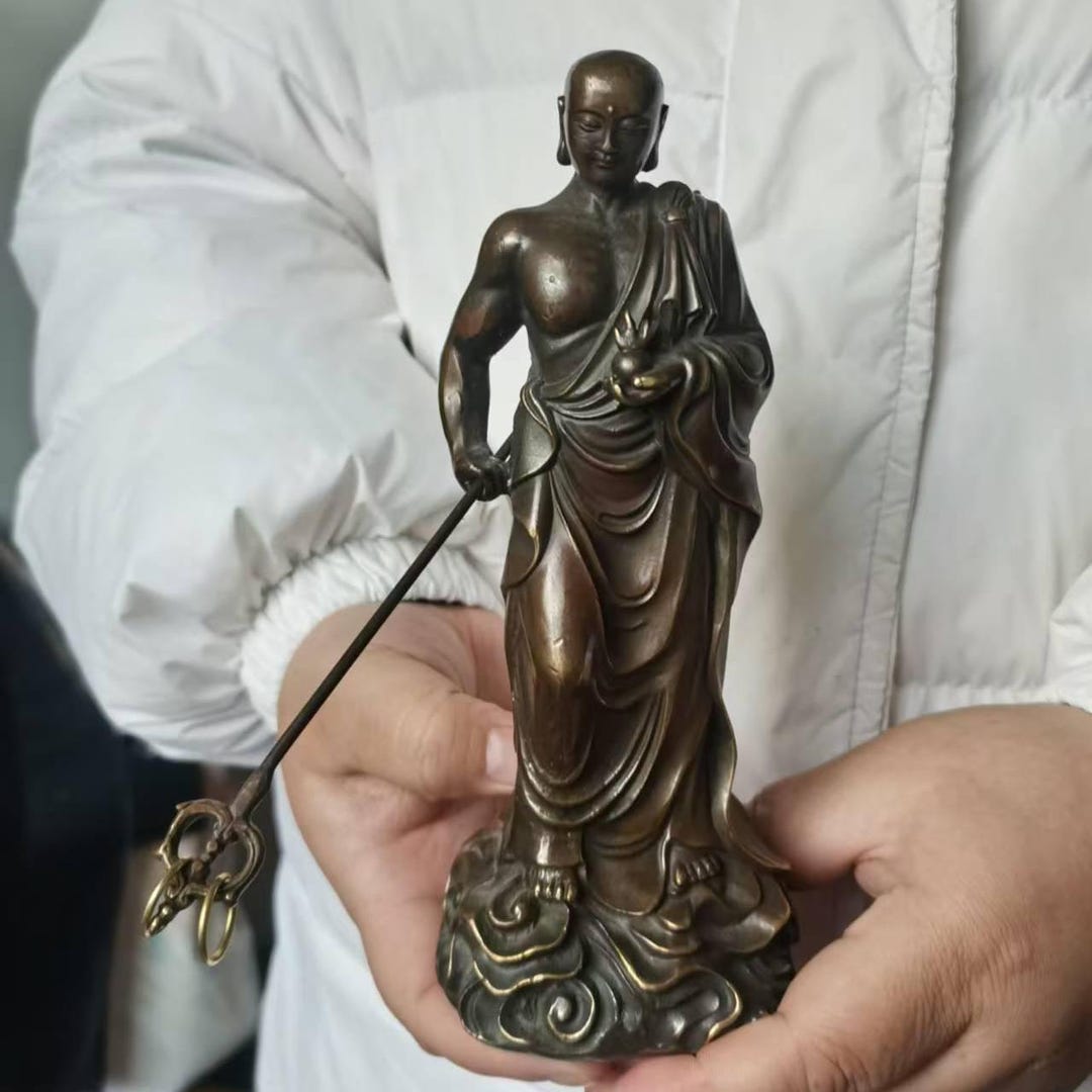 Retro Copper Ksitigarbha Bodhisattva Standing Posture Dizang Pusa ...