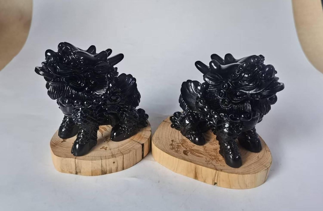 Kirin Statue, Black Obsidian Pixiu Carving, Root Chakra Obsidian ...
