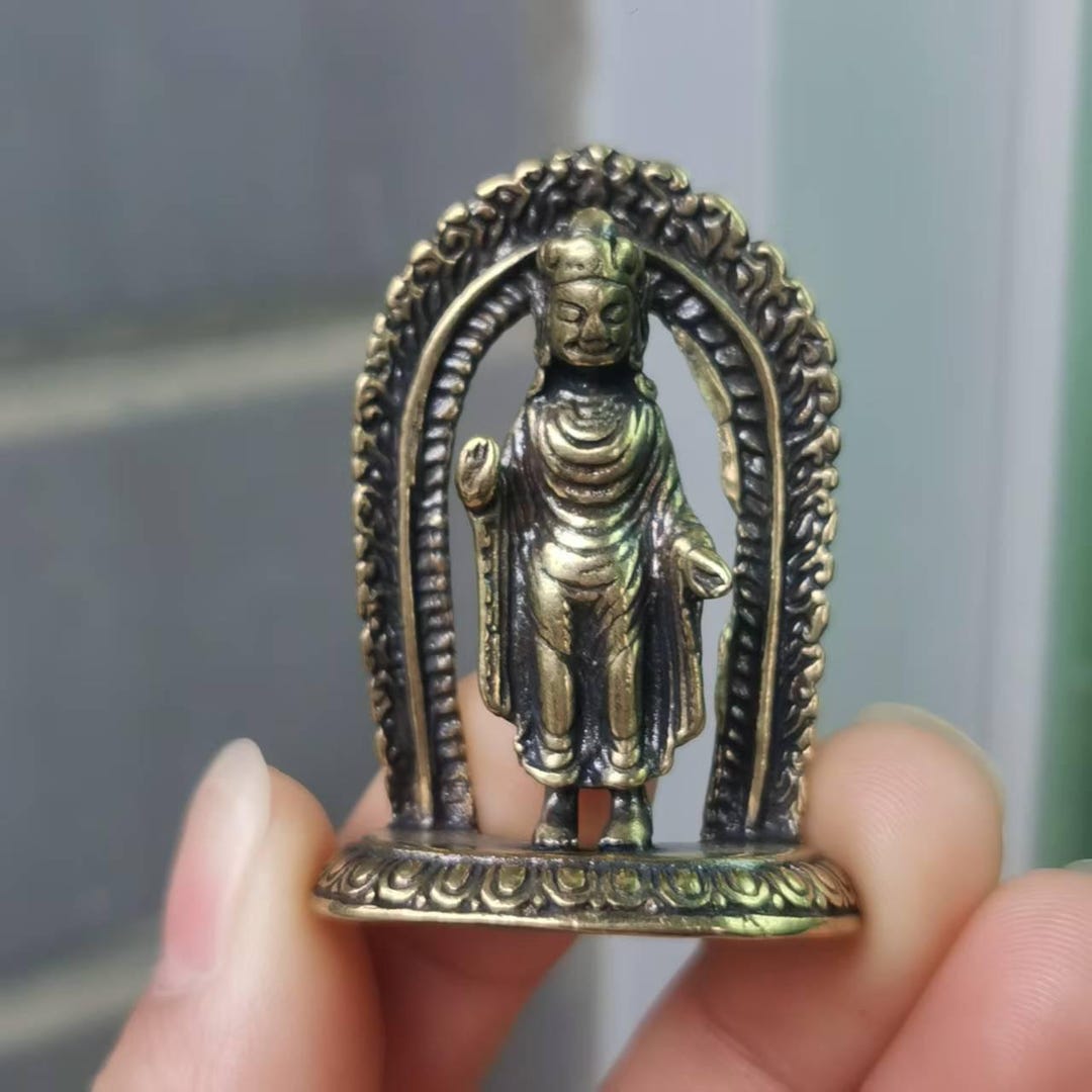 Retro Copper Buddha Statue , Mini Brass Buddha Feng Shui Zen Buddhism ...