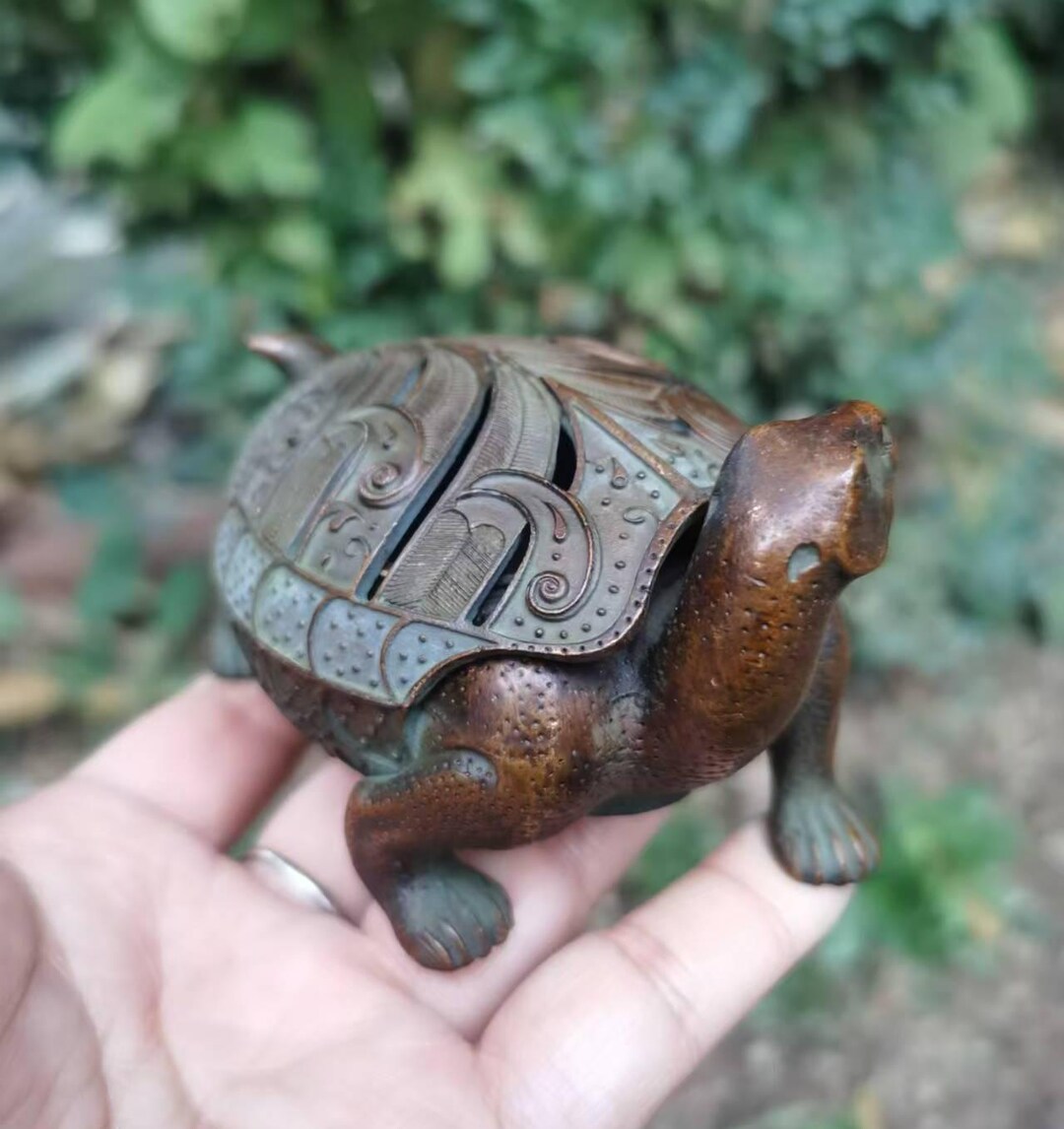 Vintage Copper Turtle Statue,bronze Figures Home Decor Incense Burner ...