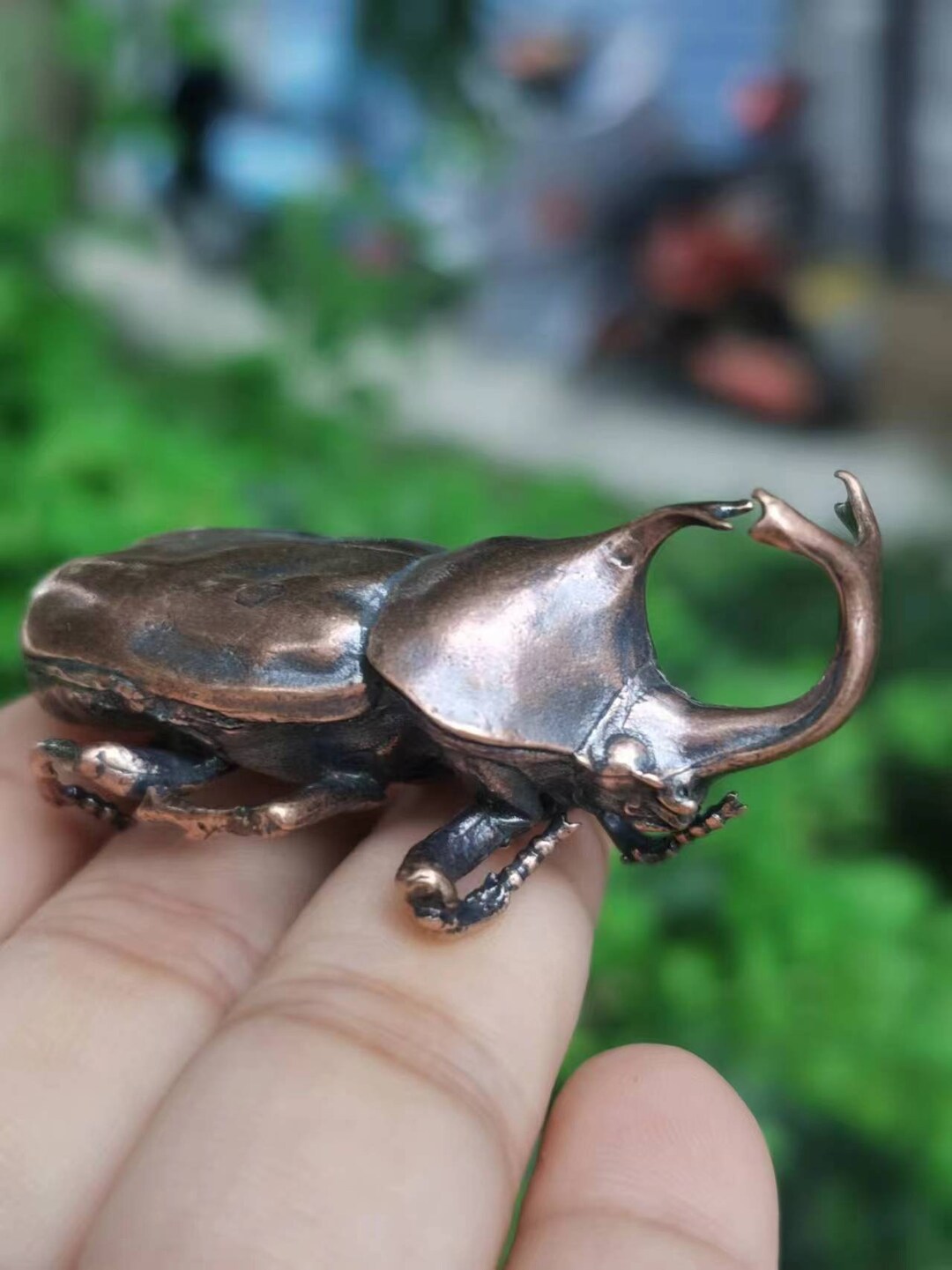 1pieces Solid Copper Simulation Beetle Tank Decor Brasstaurus Insect ...