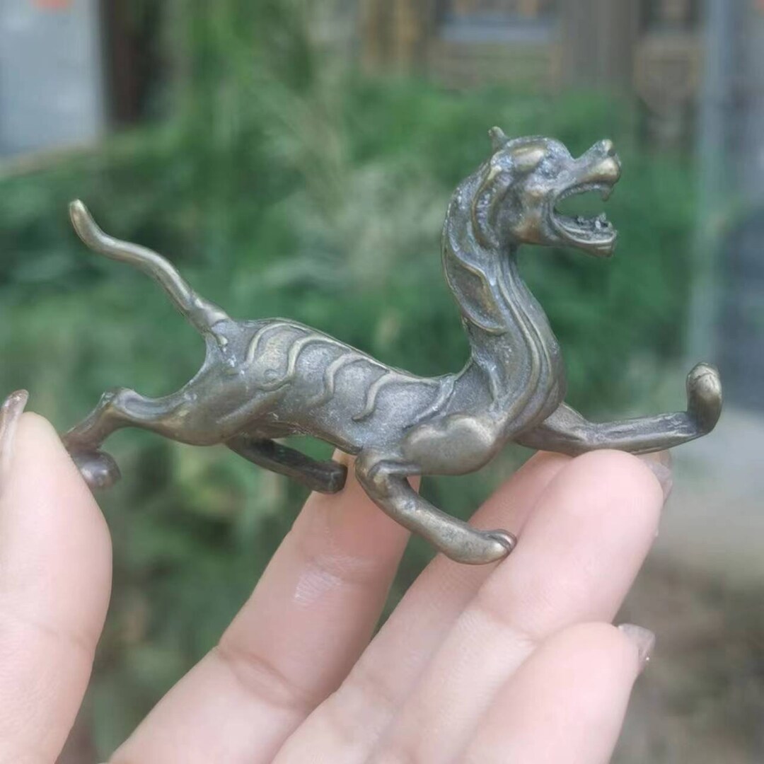Mini Copper Dragon Statue Magical Noble Copper Azure Dragon Figurine ...