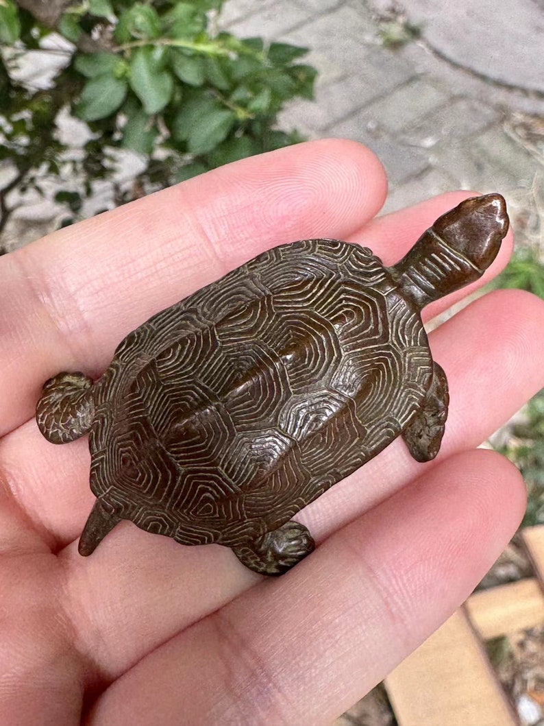 Vintage Mini Copper Turtle Statue, Bronze Collectibles Figures for Home ...