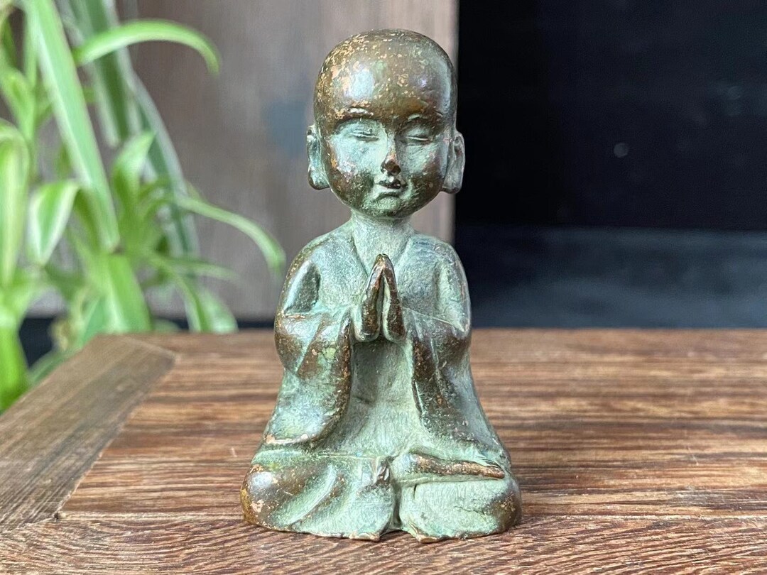 Tibet Copper Little Monk Miniature Buddha Sculpture Fengshui Buddhism ...