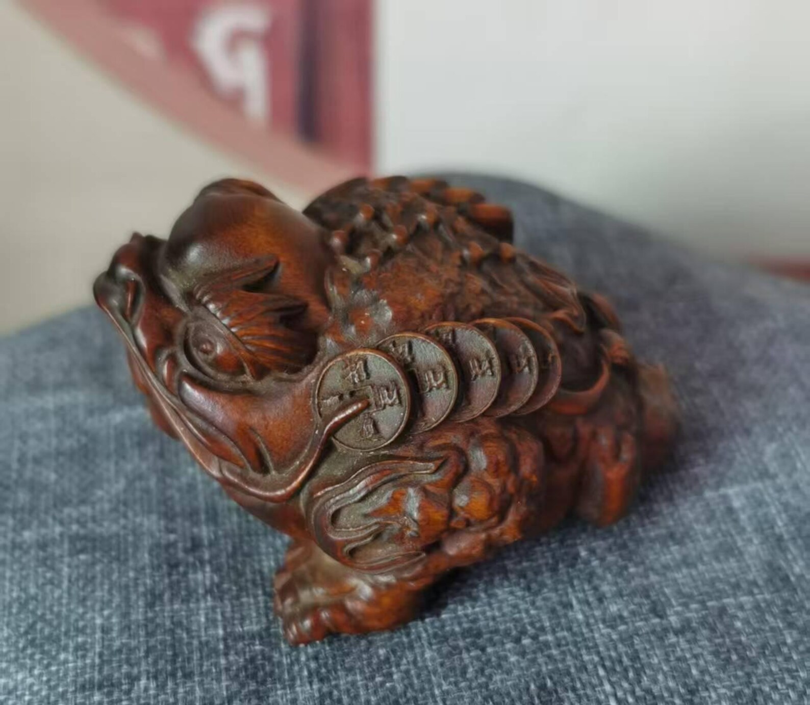 Natural Wood Wealth Frog Toad Coin Fortune,frog Feng Shui Toad Lucky ...