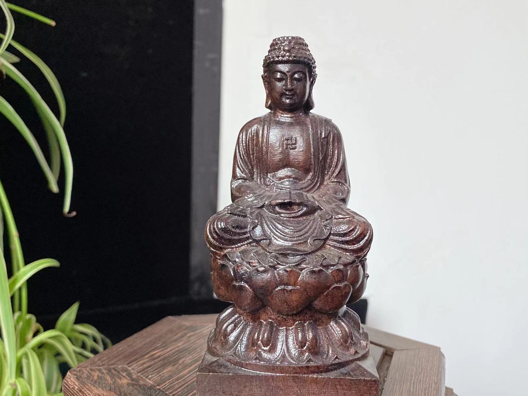 Tibet Wooden Tathagata Buddha Statue ,vintage Hand Carved Shakyamuni ...