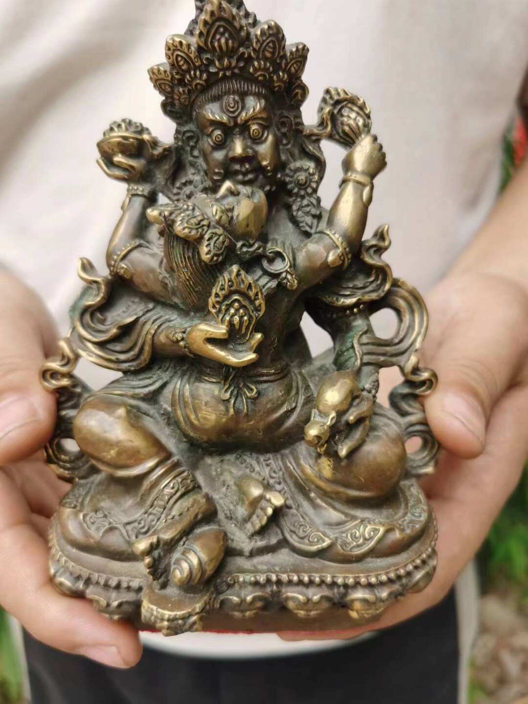 Tibetan Copper Buddha Amitabha Buddha Statue Buddhism Temple Ornament ...