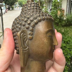 Vintage Copper Buddha Head Small Zen Meditation Copper Casting, Detail ...