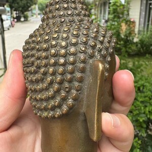 Vintage Copper Buddha Head Small Zen Meditation Copper Casting, Detail ...