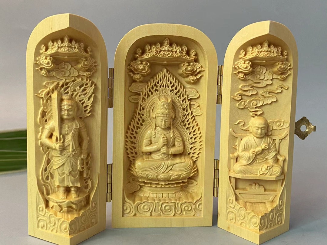 Tibet Wood Buddha Statue, Wood Carving Meditation, Zen ,car Decor, Old ...