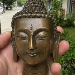 Vintage Copper Buddha Head Small Zen Meditation Copper Casting, Detail ...