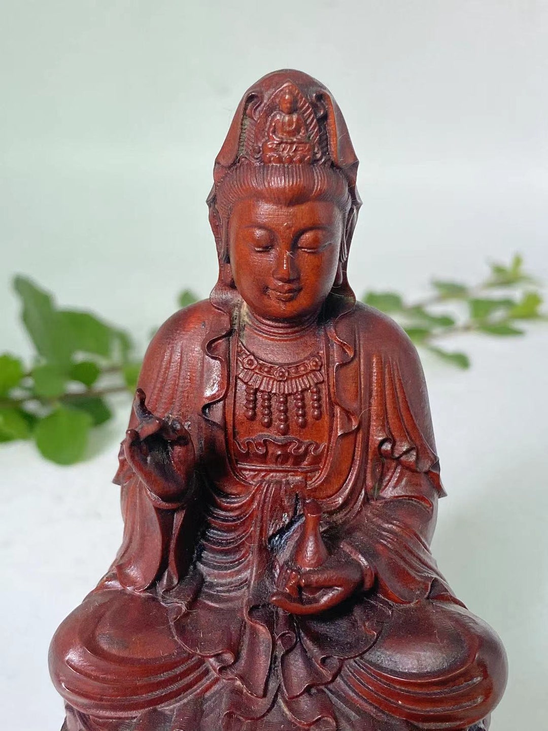 Red Hardwood Wooden Kwan-yin Guan Yin Buddhism, Fine Meditation Tathagata Quan Yin Zen Buddha ...