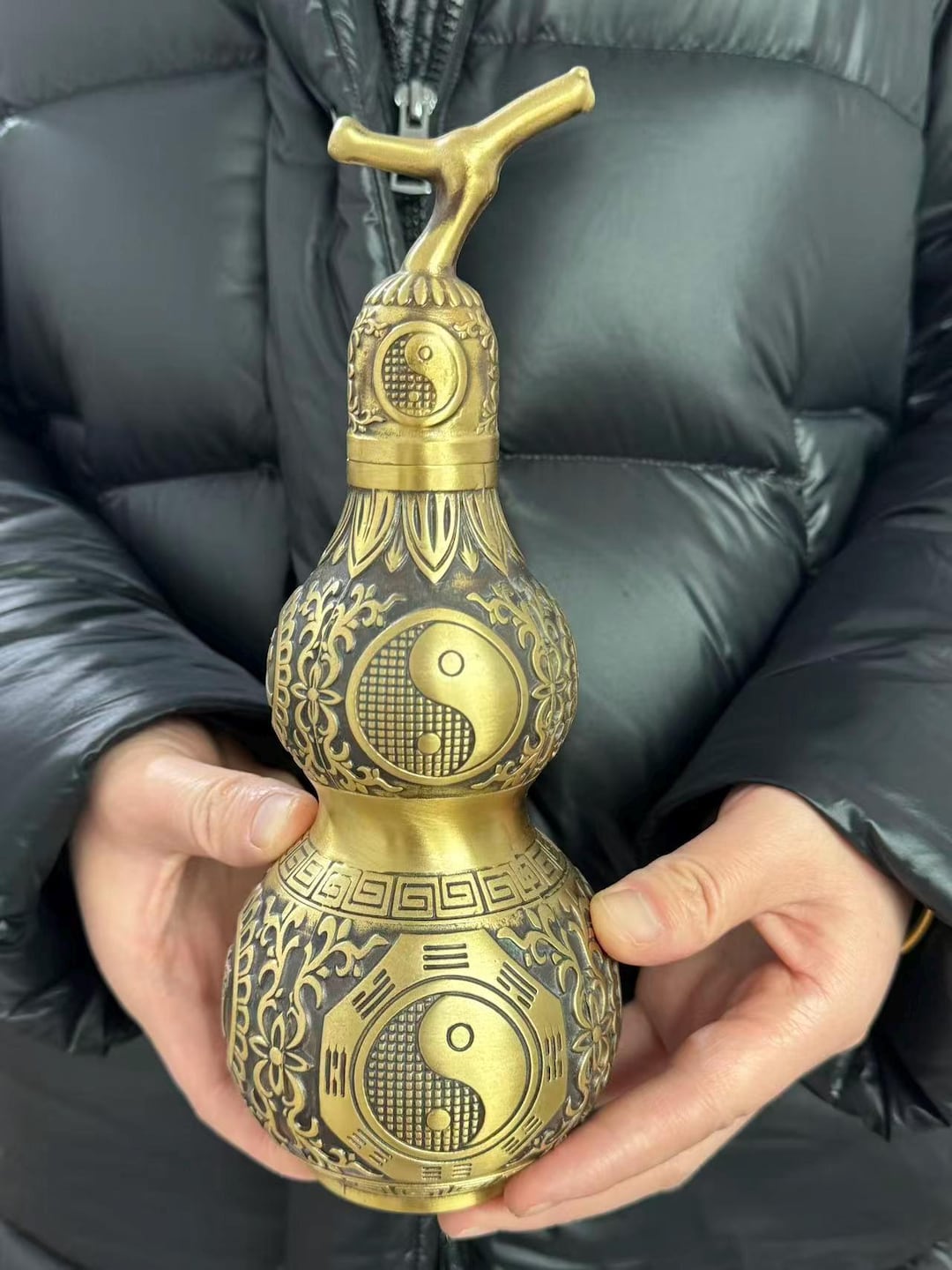 Brass Hu Lu Fengshui Decor Blessing Good Luck Prosperity Gift Wu Lou ...