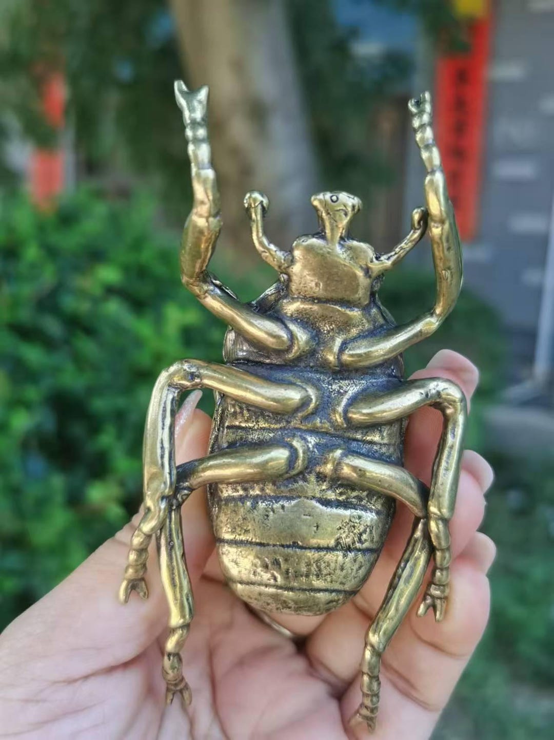 Solid Huge Brass Beetle Statue, Copper Simulation Bug Figure Hotel ...