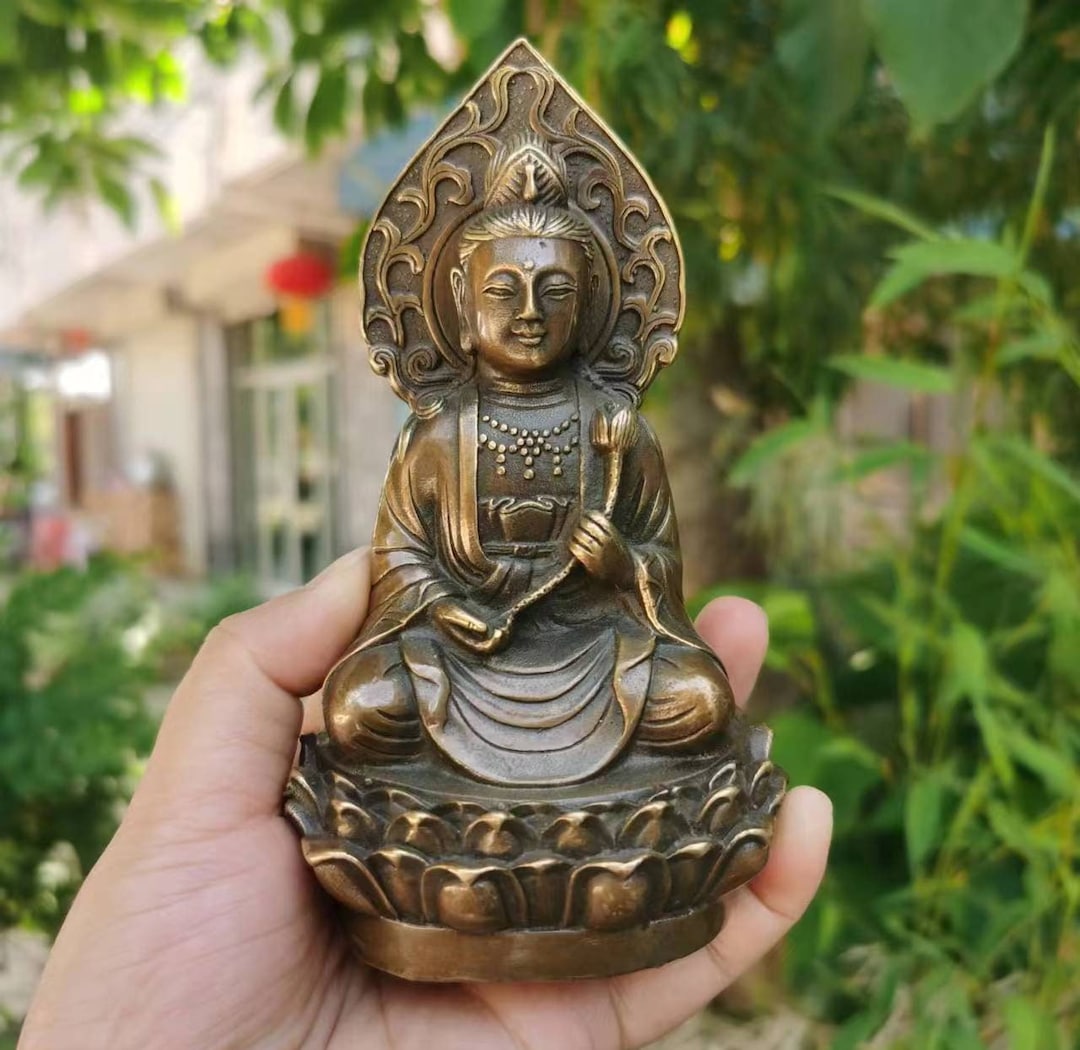 Tibetan Copper Buddha Amitabha Buddha Statue Buddhism Temple Ornament ...