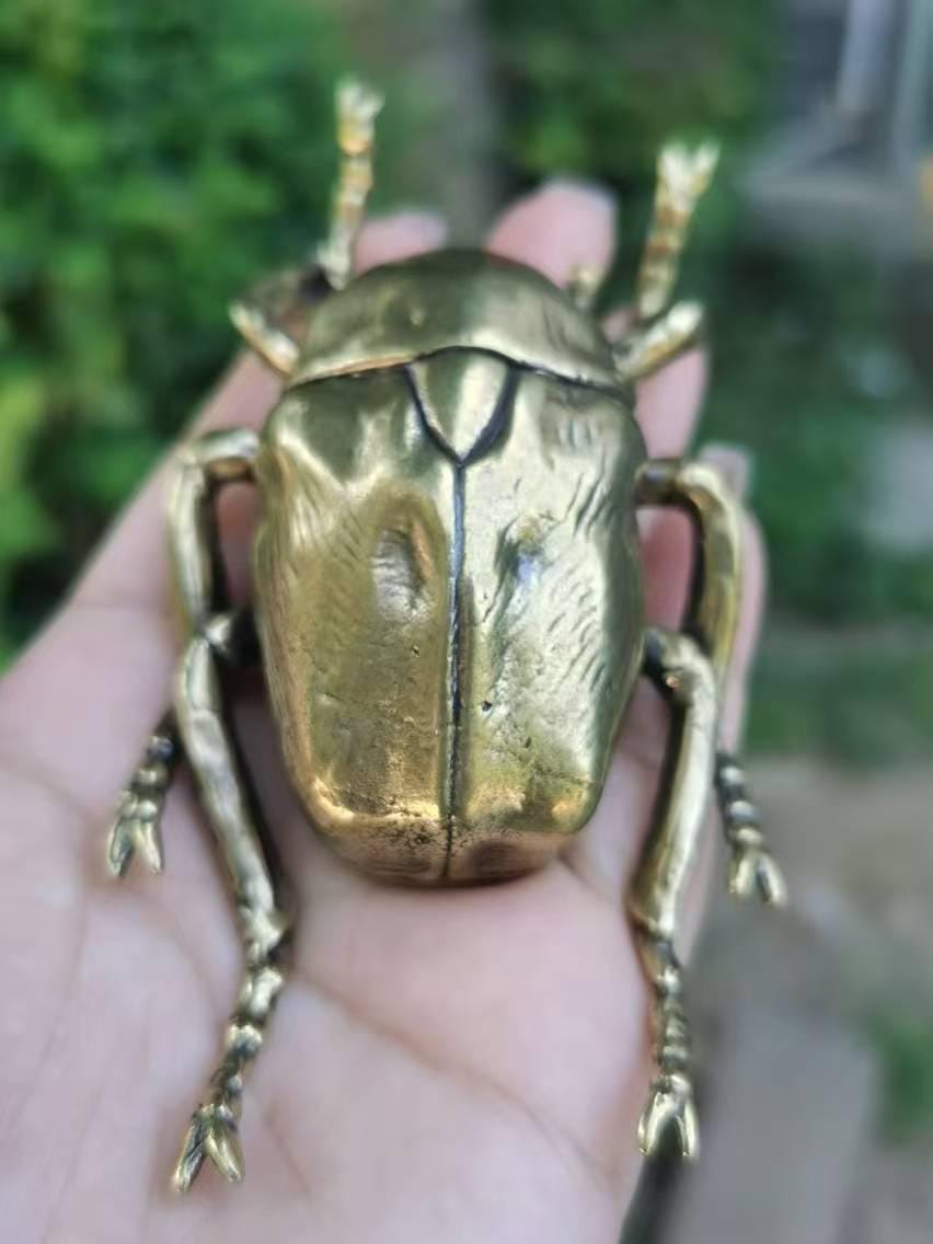 350gram/12.5oz Solid Huge Brass Beetle Statue, Copper Simulation Bug ...