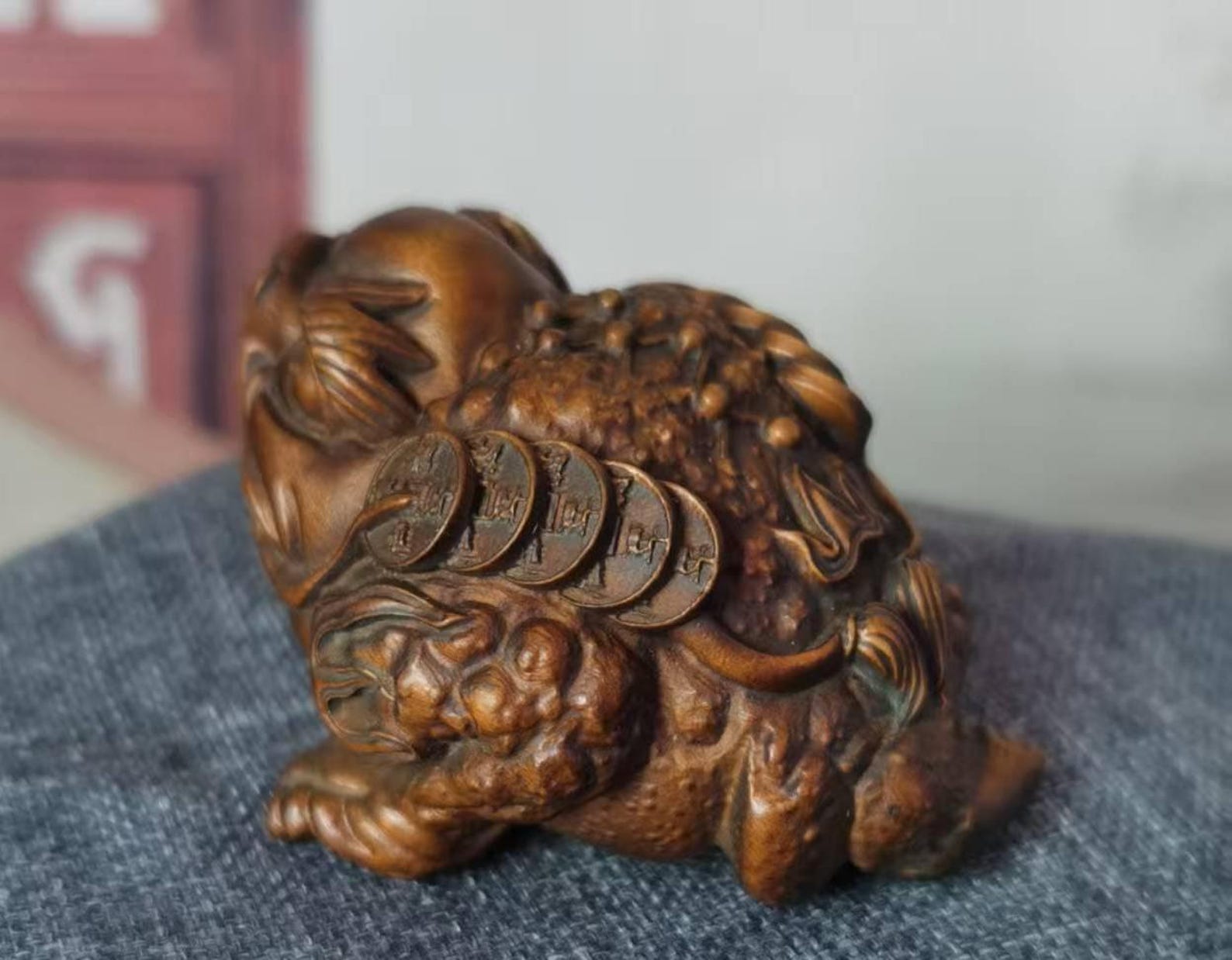Natural Wood Wealth Frog Toad Coin Fortune,frog Feng Shui Toad Lucky ...