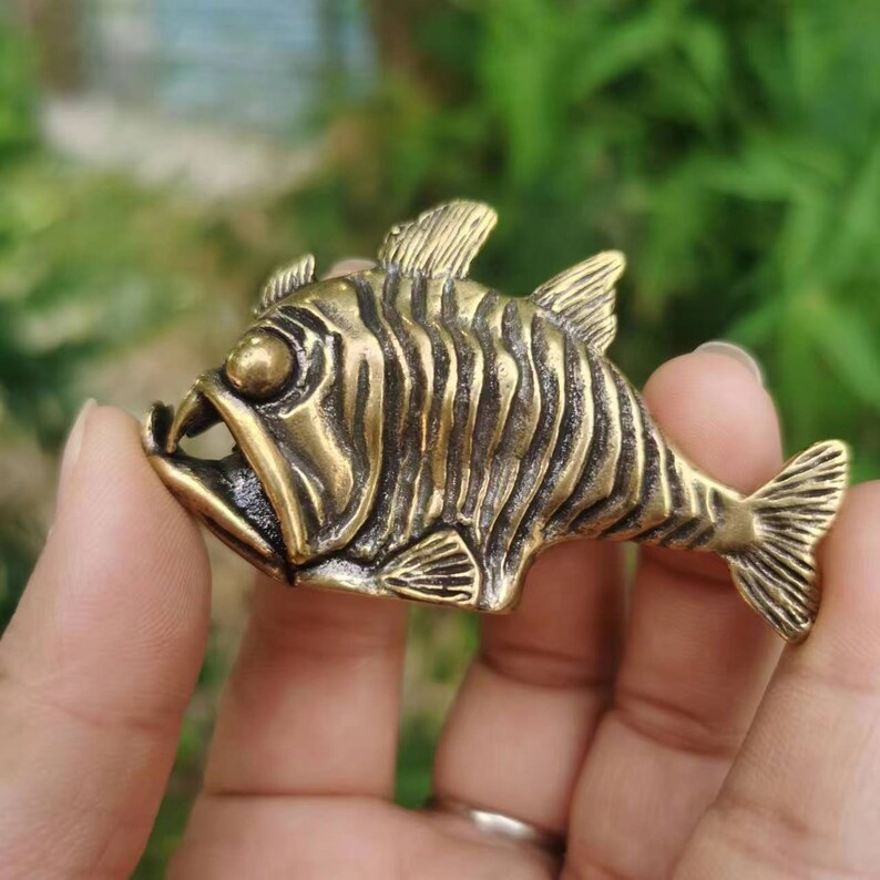 Vintage Hand Forged Brass Mini Piranhas Sculpture Statue Figurine ...