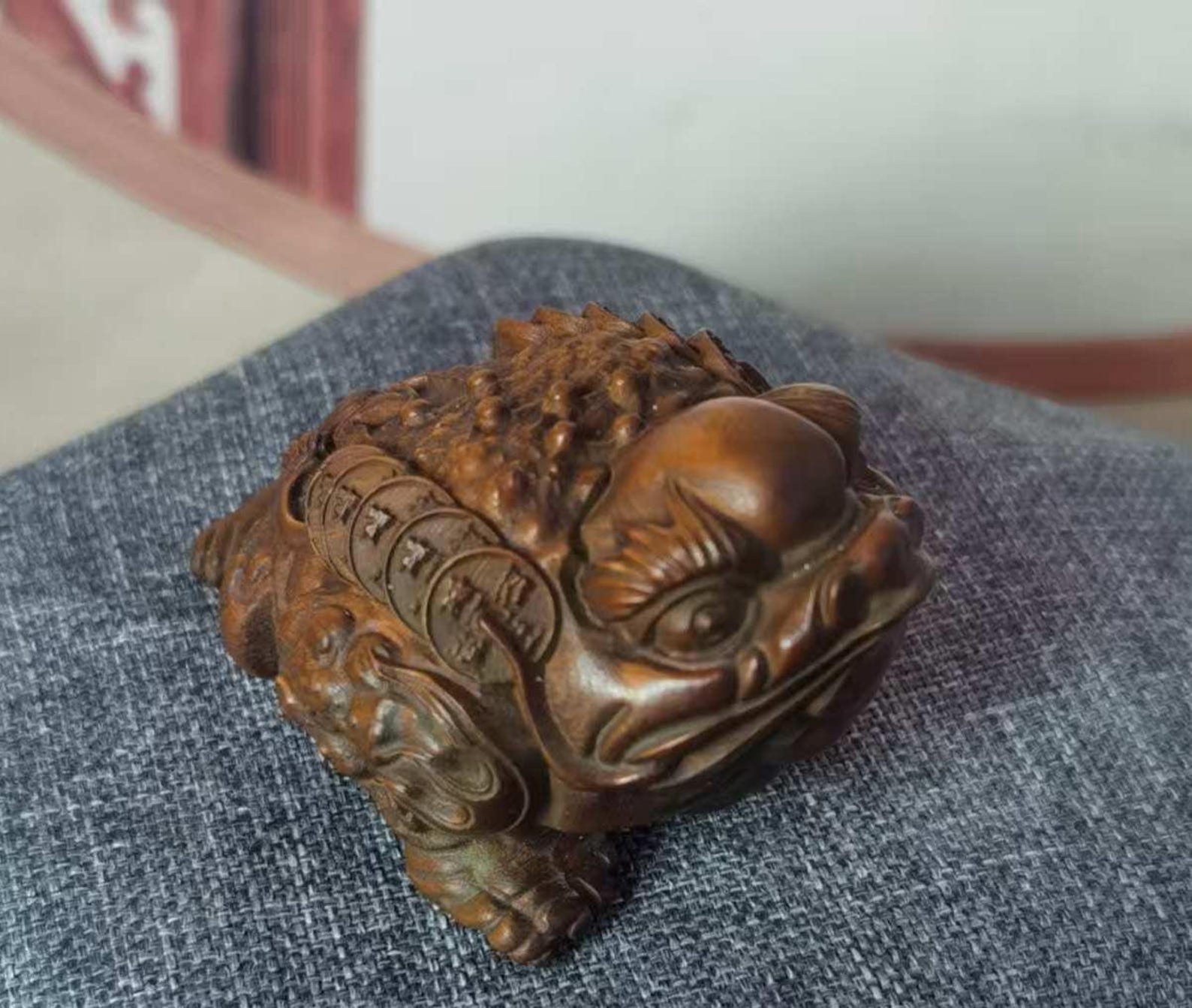 Natural Wood Wealth Frog Toad Coin Fortune,frog Feng Shui Toad Lucky ...