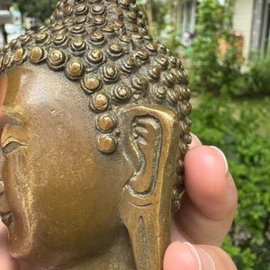 Vintage Copper Buddha Head Small Zen Meditation Copper Casting, Detail ...