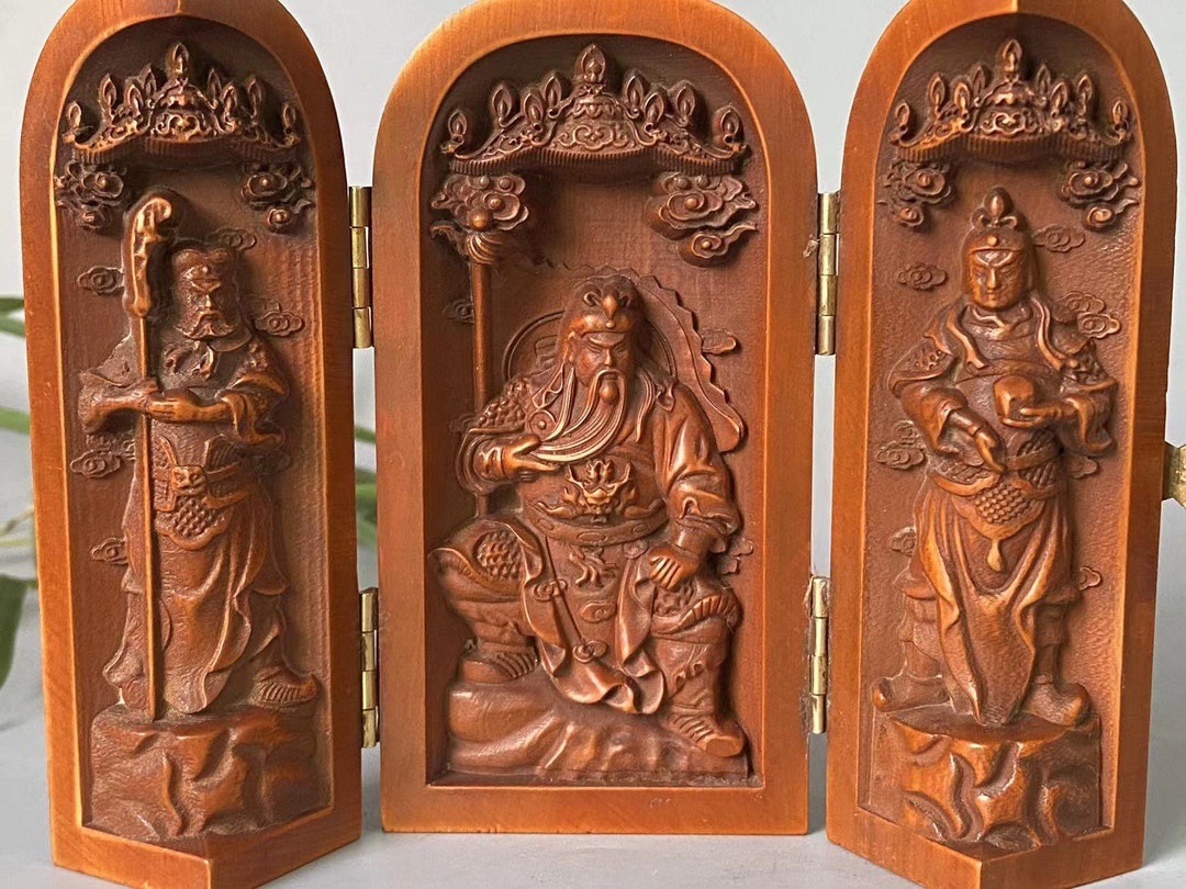 Tibet Wood Buddha Statue, Wood Carving Meditation, Zen ,car Decor, Old ...