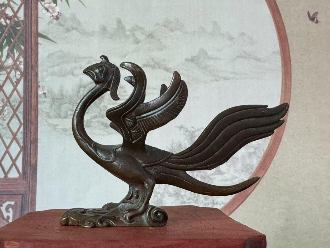Copper Feng Shui Phoenix Statue Fgurine Decoration for Family Harmony, Love Marriage Prosperity ...