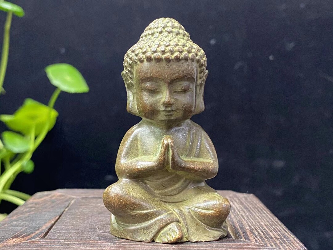 Tibet Copper Little Monk Miniature Buddha Sculpture Fengshui Buddhism ...