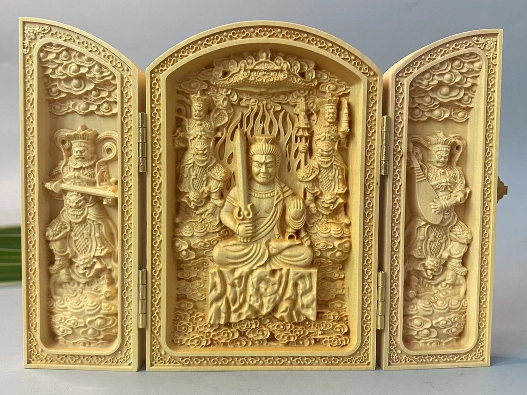 Tibet Wood Buddha Statue, Wood Carving Meditation, Zen ,car Decor, Old ...