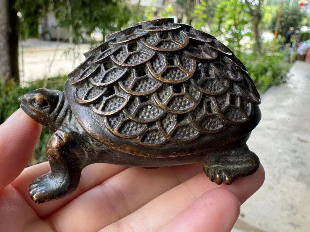 Vintage Copper Turtle Statue,bronze Figures Home Decor Incense Burner ...