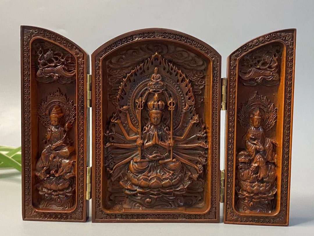 Tibet Wood Buddha Statue, Wood Carving Meditation, Zen ,car Decor, Old ...