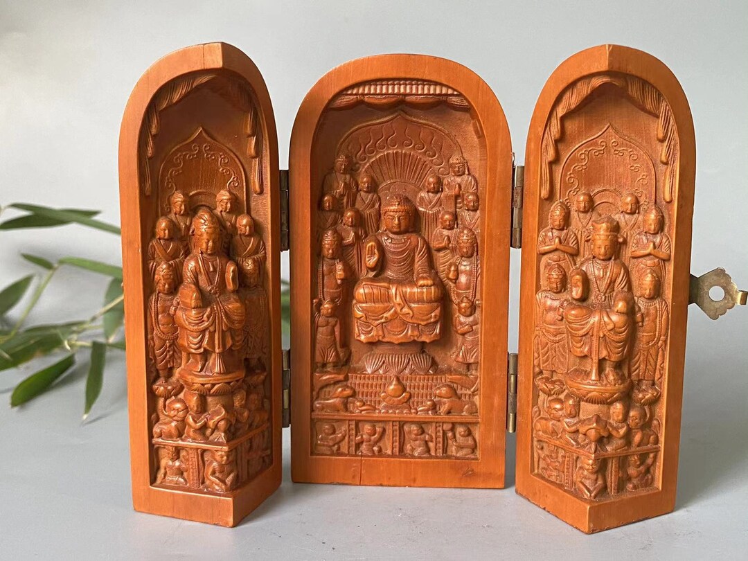 Tibet Wood Buddha Statue, Wood Carving Meditation, Zen ,car Decor, Old ...