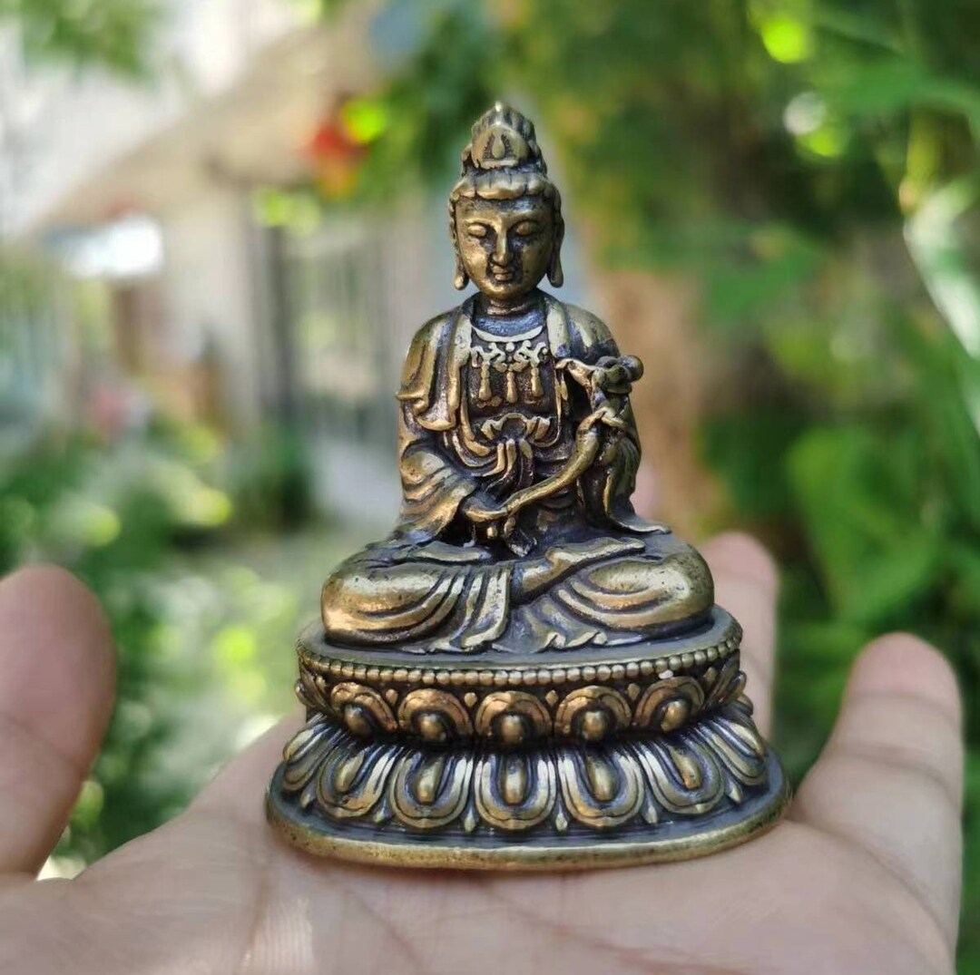 Tibet Copper Meditation Budda Statue Copper Carving Zen,car Decor ...