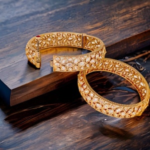 Tyani Inspired Polki Kada Bangle/kundan Bangles/openable Kada/gold ...