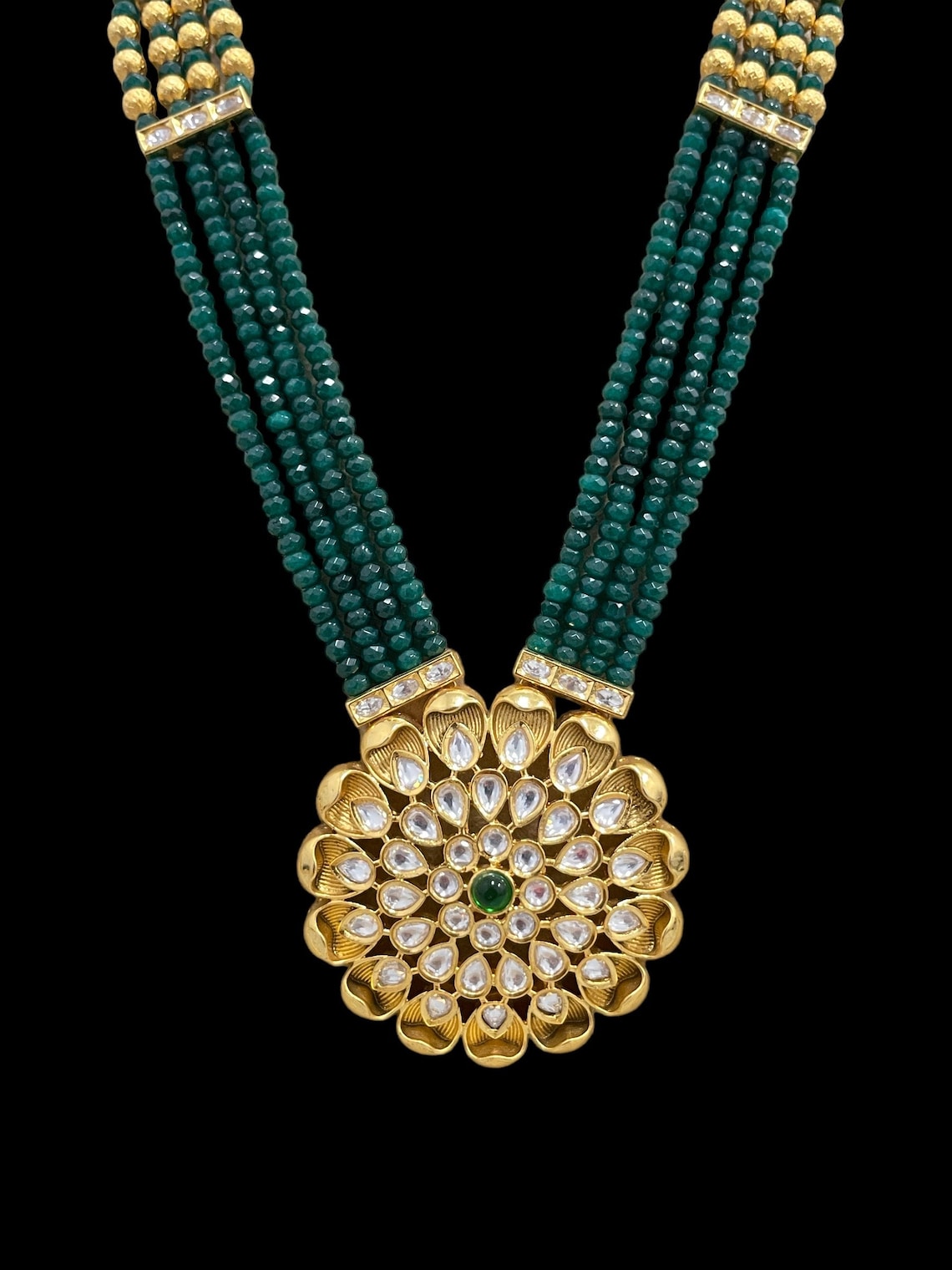 Tyani Inspired Emerald Green Long Kundan Necklace Set/ruby Red Kundan ...
