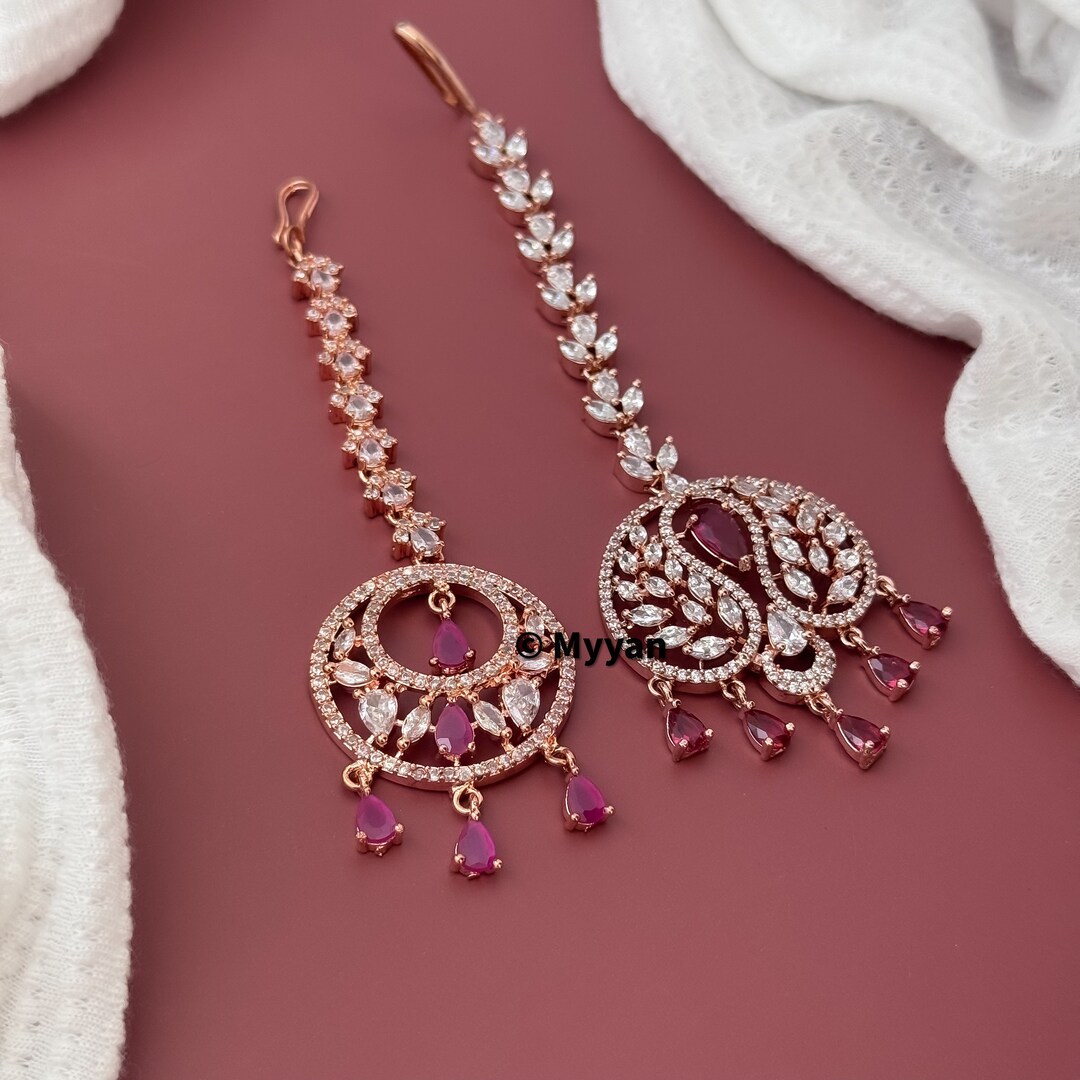 Ruby Cz Diamond Tika/rosę Gołd Cubic Zirconium Mangtika/american ...