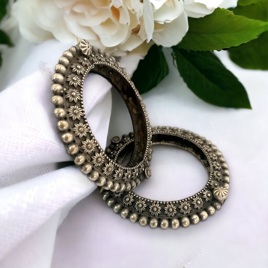 Indian Oxidized Kada Bangle in Black Finish/antique Finish German ...