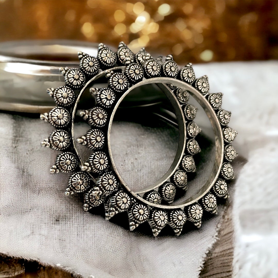 Indian Oxidized Trendy Black Finish Bangle Pair/antique Finish German ...