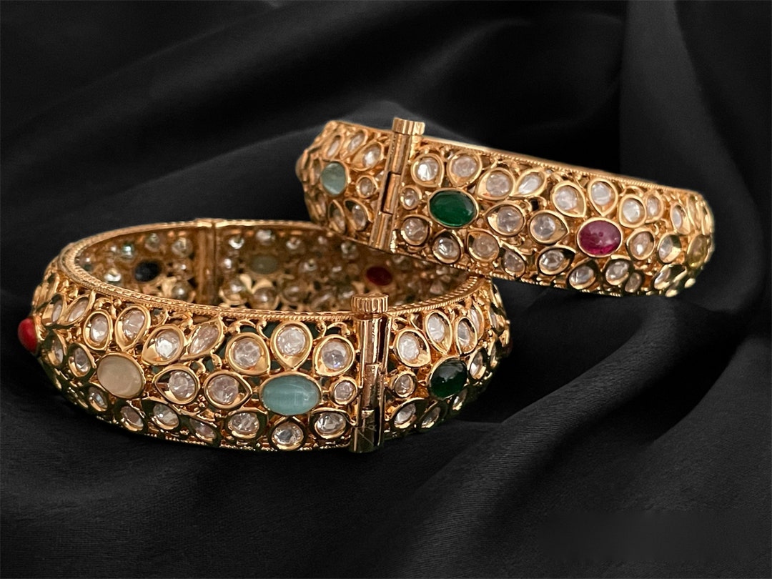 Tyani Inspired Polki Kundan Kada Bangle/navaratna Jewelry/kundan ...