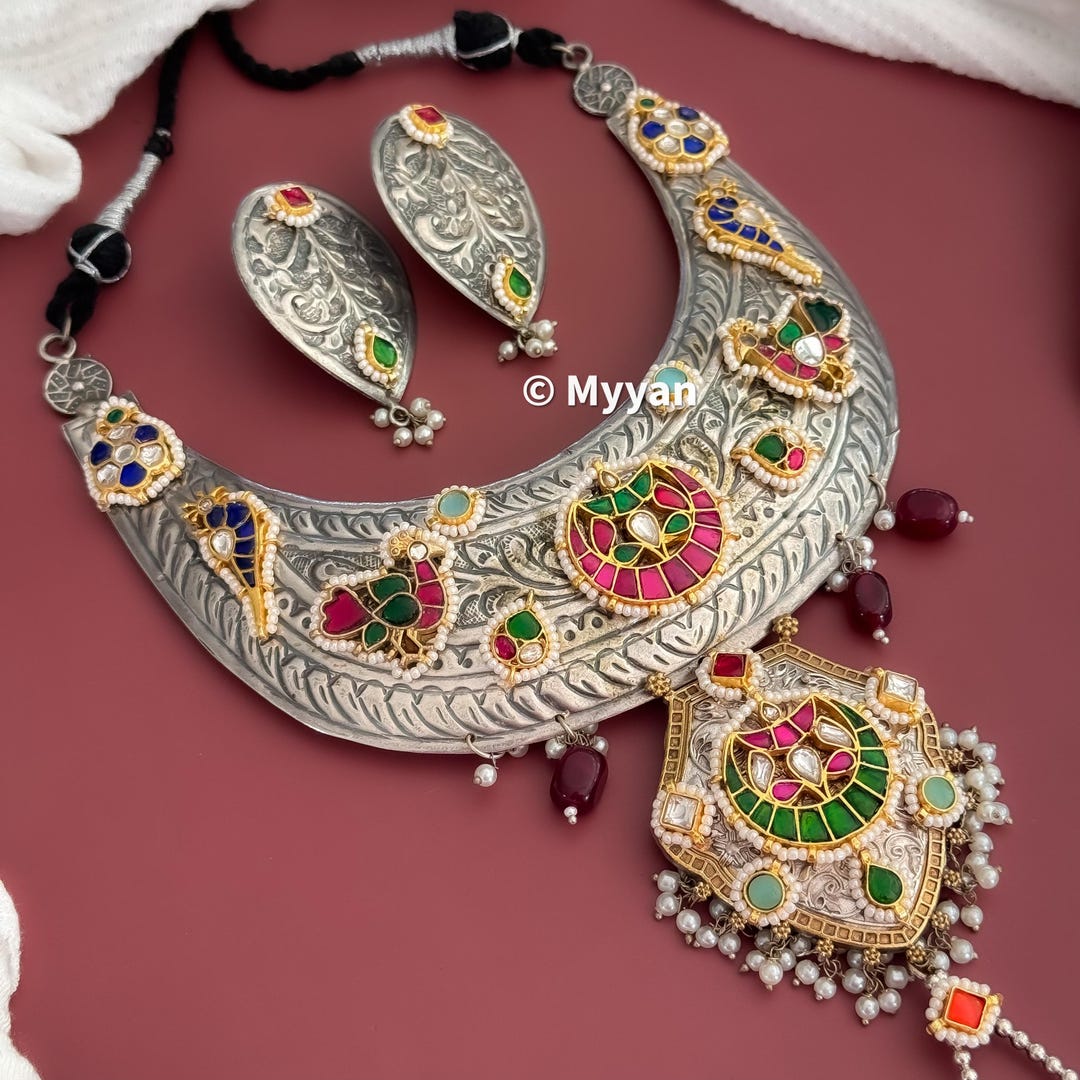 German Silver Pachi Kundan Hasli Choker/antique Silver Designer Hasli ... German Silver Pachi Kundan Hasli Choker/antique Silver Designer Hasli ...