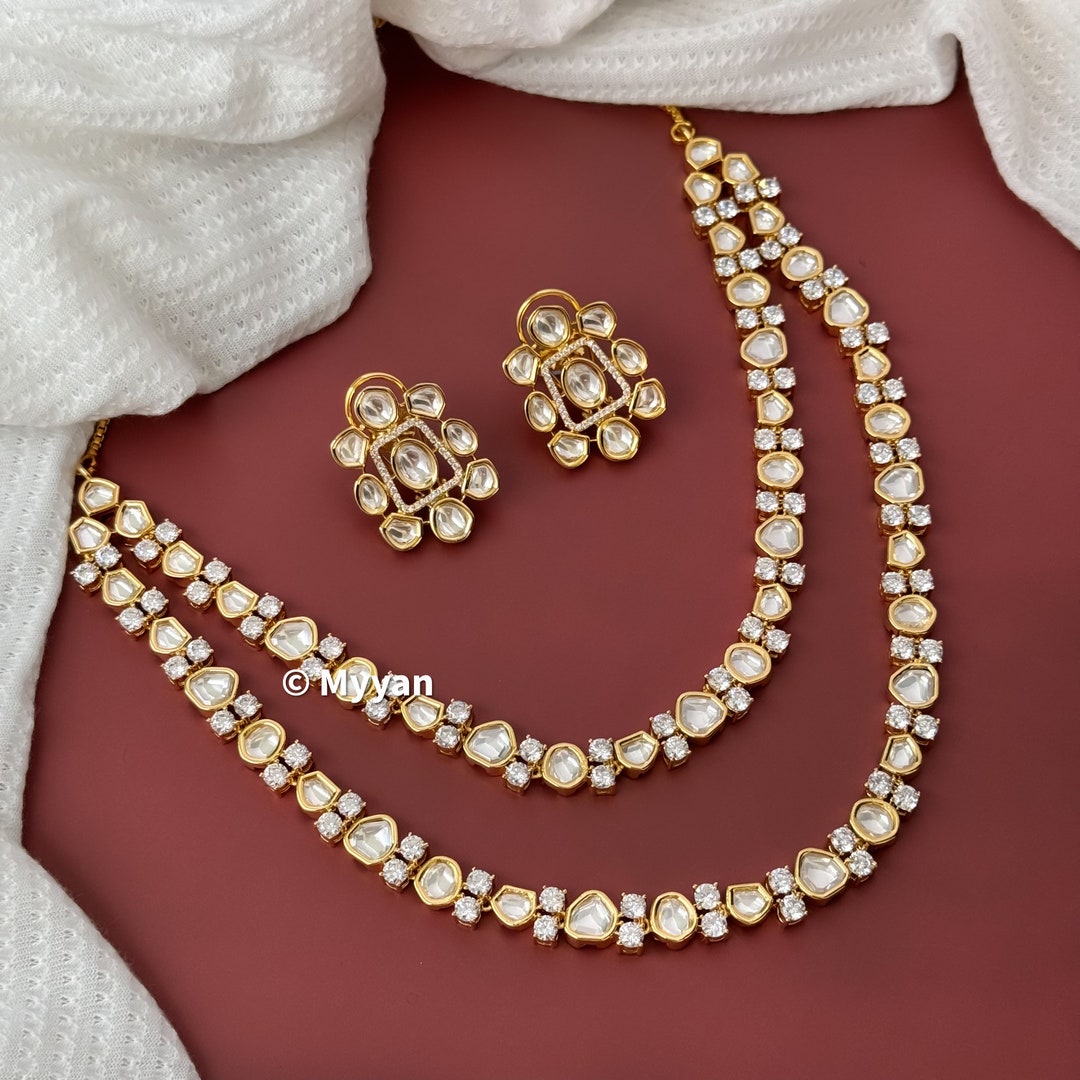 Premium Quality Tyani Uncut Polki Kundan Necklace/two Layer Premium ...
