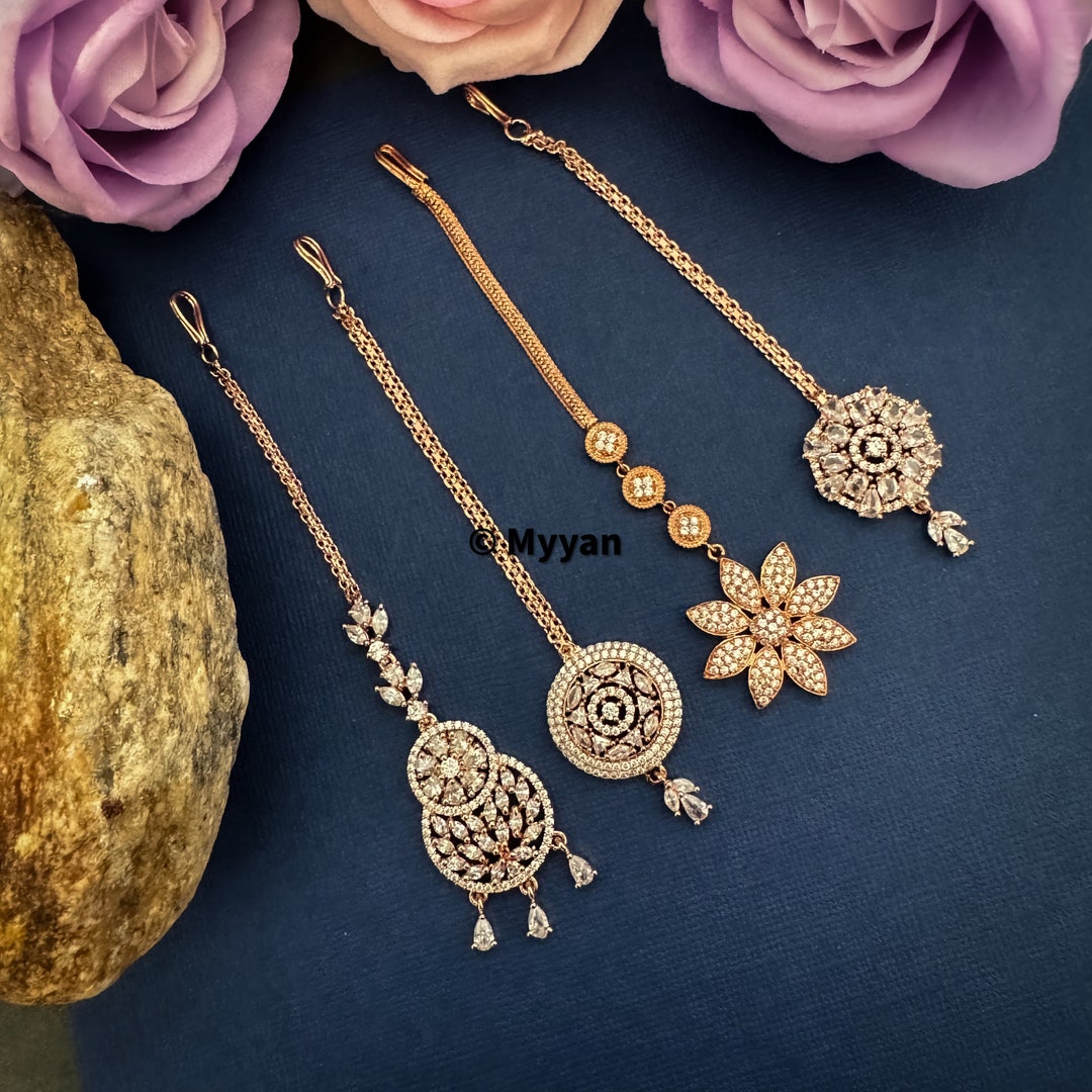 CZ Delicate Diamond Mangtika/rose Gold Mangtika/indian Wedding Jewelry ...
