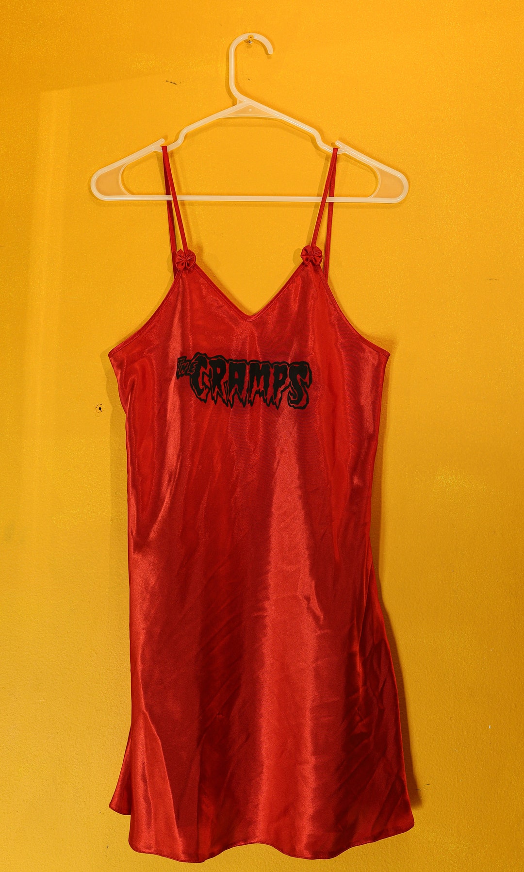 S_reworked Satin Red Slip / Screen Print Band Logo - Etsy