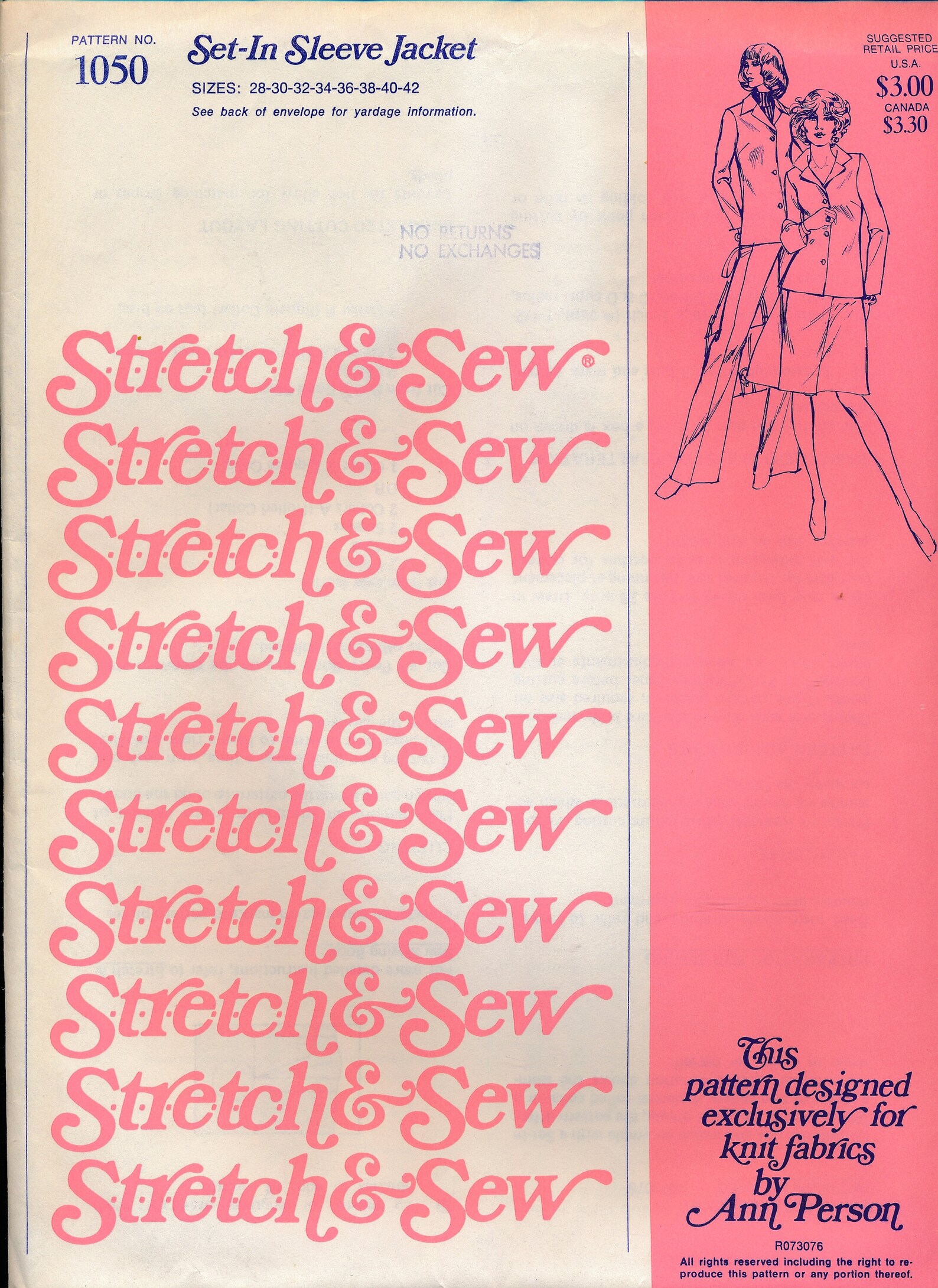 Stretch and Sew 1050 // Vintage. Sewing Pattern // Complete // Uncut ...