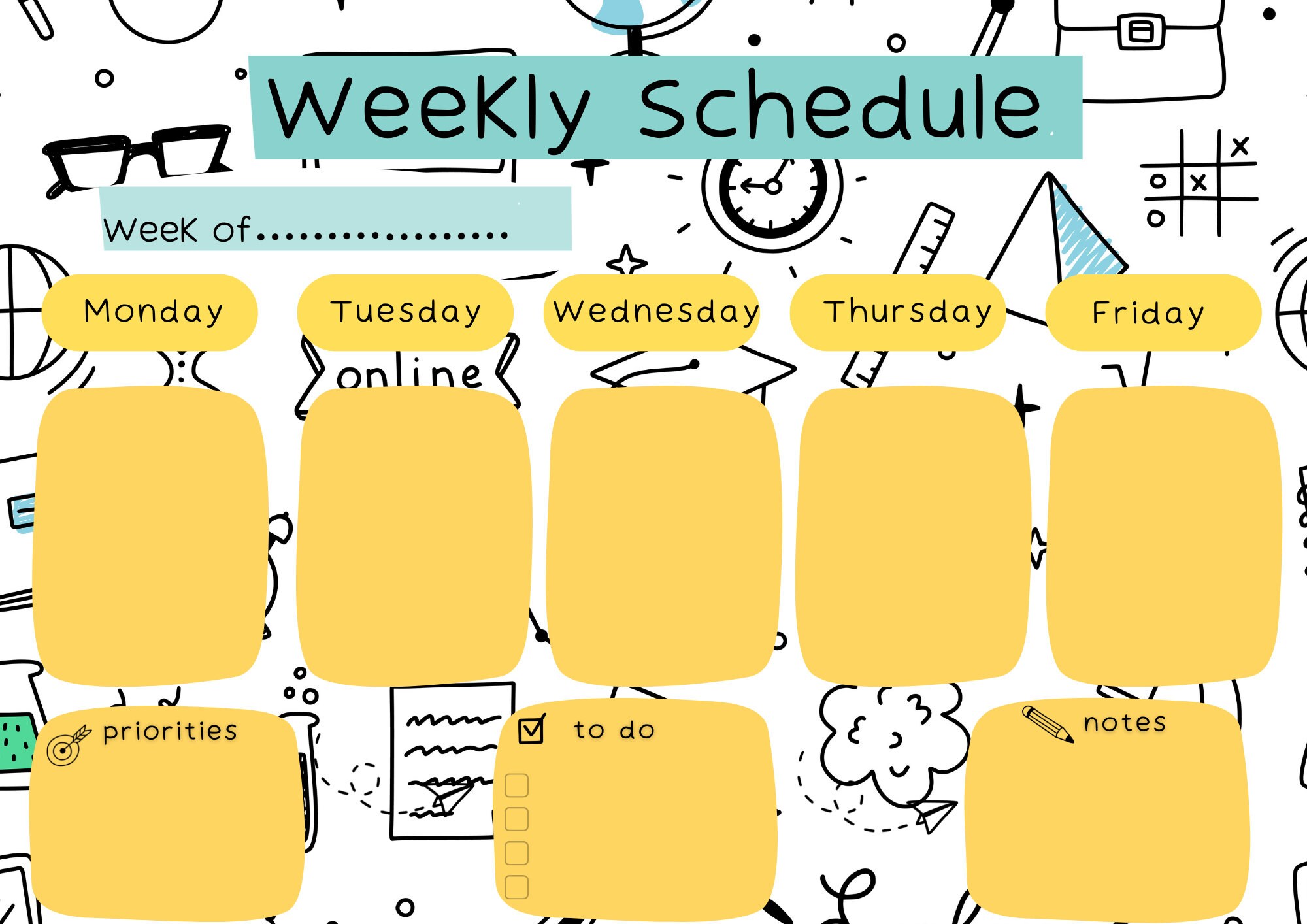Simple Weekly Schedule Planner - Digital Download - Etsy